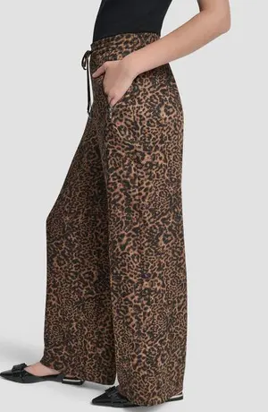 Dkny Cheetah Print Wide Leg Pants