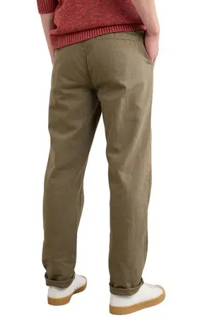 SEASALT CORNWALL Helmsman Pleated Linen & Organic Cotton Herringbone Pants