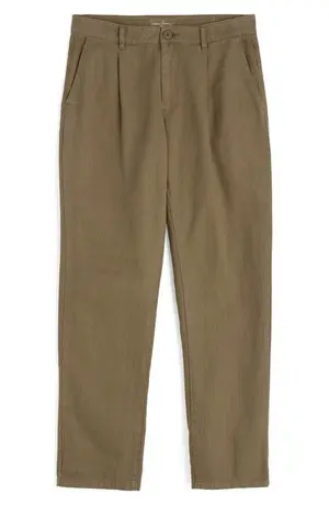 SEASALT CORNWALL Helmsman Pleated Linen & Organic Cotton Herringbone Pants