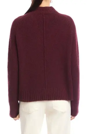 Karen Kane Relaxed Knit Turtleneck Sweater - Wine