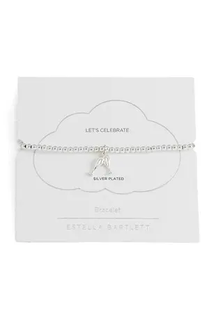 Estée Lauder Sienna Champagne Beaded Stretch Bracelet Silver