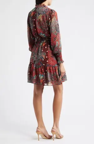 Vince Camuto Floral Long Sleeve Fit & Flare Dress