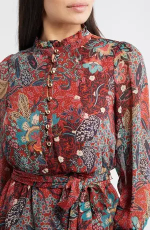 Vince Camuto Floral Long Sleeve Fit & Flare Dress
