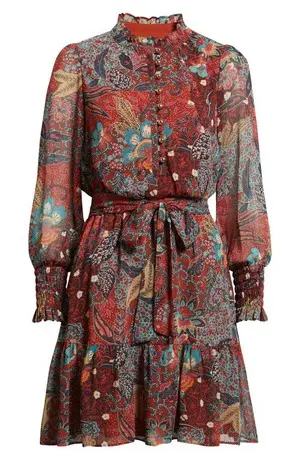 Vince Camuto Floral Long Sleeve Fit & Flare Dress