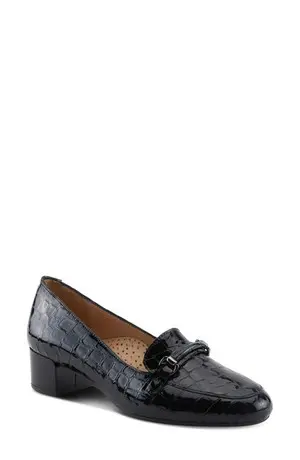 SPRING STEP SHOES Enda Croc-embossed Loafer - Black Croco Patent
