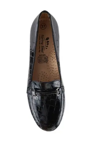 SPRING STEP SHOES Enda Croc-embossed Loafer - Black Croco Patent