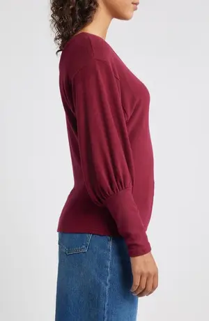 Loveappella Brushed Jersey Top - Burgundy