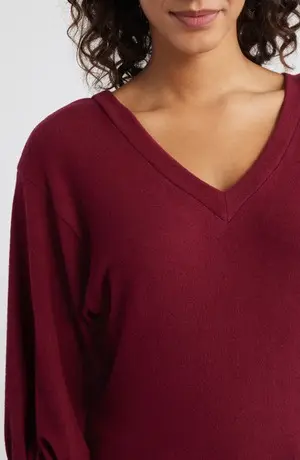 Loveappella Brushed Jersey Top - Burgundy