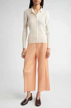 Issey Miyake Pleated Crop Pants - Coral Orange