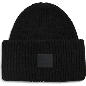 Acne Studios Pansy Face-patch Wool-blend Beanie - Black
