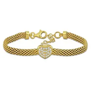 JULIANNA B. Cubic Zirconia Heart Bracelet - Yellow-plated