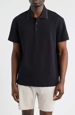 On Courtside Tipped Piqué Polo - Black/eclipse