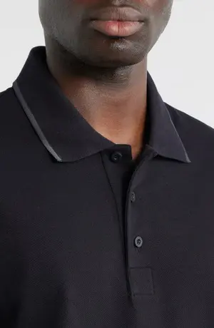 On Courtside Tipped Piqué Polo - Black/eclipse