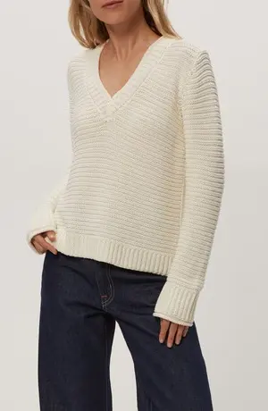 Michael Stars Linda Tape Yarn V-neck Sweater