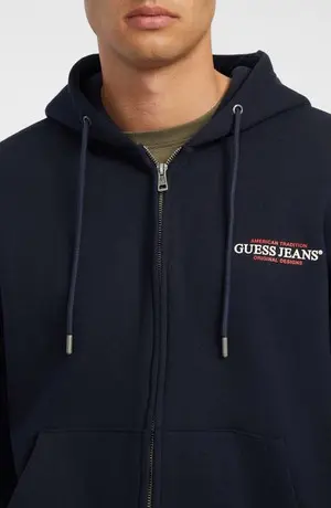 Guess Regular Fit Embroidered Logo Zip Hoodie