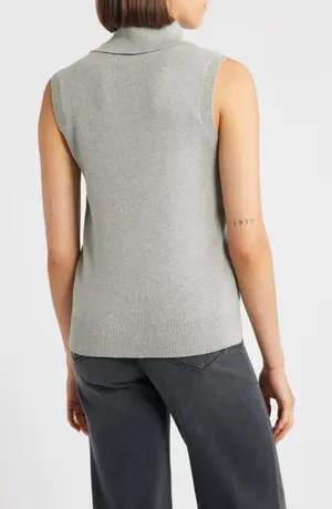 CITY BLUES Sleeveless Turtleneck Sweater - Gray