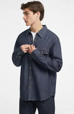 Guess Regular Fit Denim Button-up Shirt