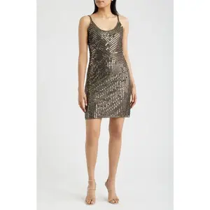 Pisarro Nights Sequin Embellished Cocktail Dress With Jacket Mocha