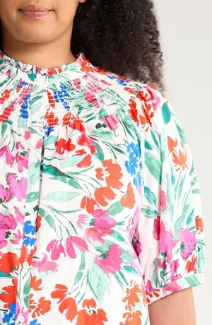 SUGARLIPS Floral Print Smocked Top