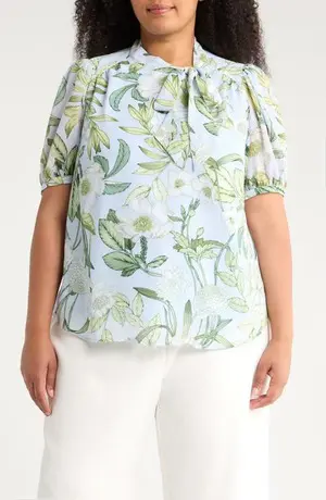 SUGARLIPS Serenade Floral Tie-neck Top