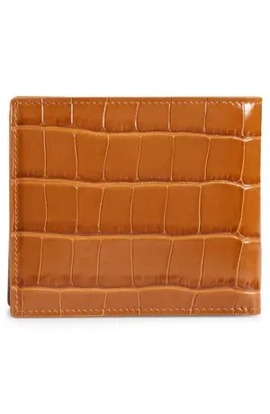 Amiri Ma Icon Croc Embossed Leather Bifold Wallet - Malt