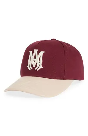 Amiri AMIRI Two-Tone Cotton & Leather Baseball Cap Wine