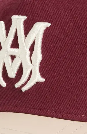 Amiri Two-tone Cotton & Leather Baseball Cap - Wine
