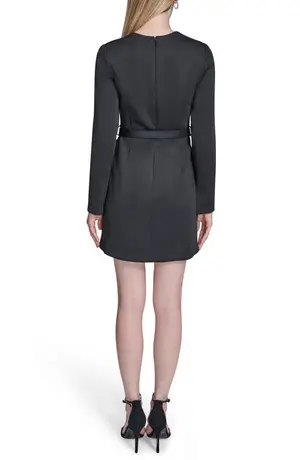 Bcbgmaxazria Belted Long-sleeve Sheath Dress - Black