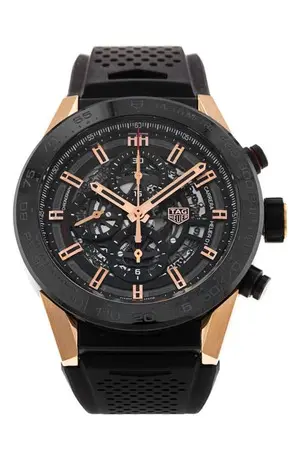 WATCHFINDER & CO. Carrera Rubber Strap Chronograph Watch - Black
