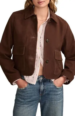 Lucky Brand Button Front Suede Jacket