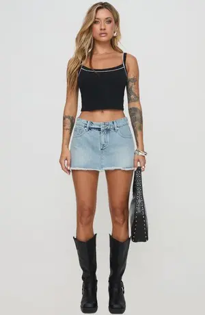 Princess Polly Mitzo Mid-rise Denim Skort