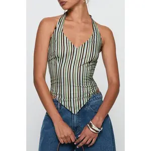 Princess Polly High Gear Stripe Smocked Halter Top