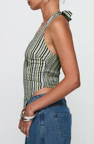 Princess Polly High Gear Stripe Smocked Halter Top
