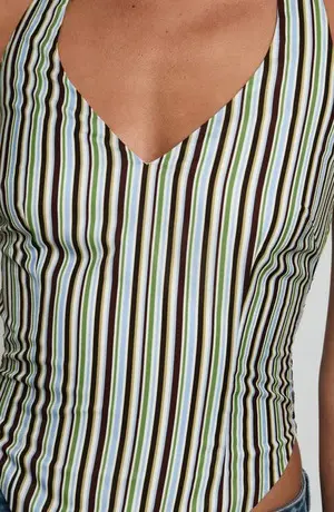 Princess Polly High Gear Stripe Smocked Halter Top