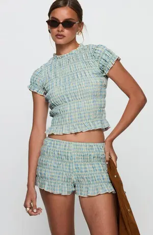 Princess Polly Shirred Crop Top & Shorts Set