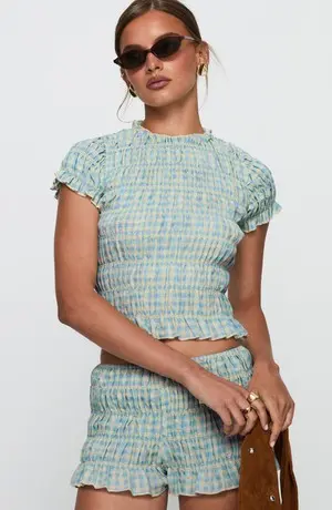 Princess Polly Shirred Crop Top & Shorts Set