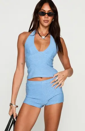 Princess Polly Sonora Stripe Halter Crop Top & Shorts Set