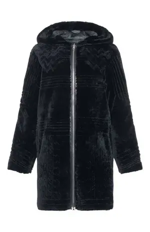 Gorski Reversible Genuine Shearling Parka - Black