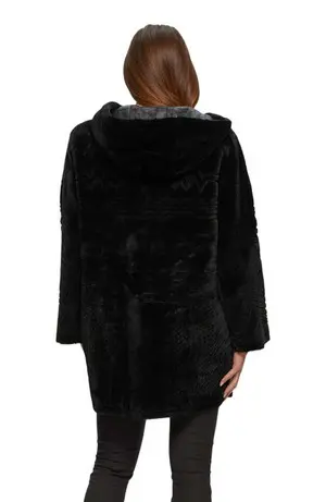 Gorski Reversible Genuine Shearling Parka - Black