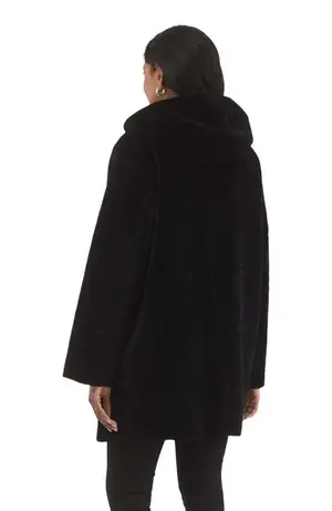 Gorski Reversible Textured Genuine Shearling Parka - Black/black