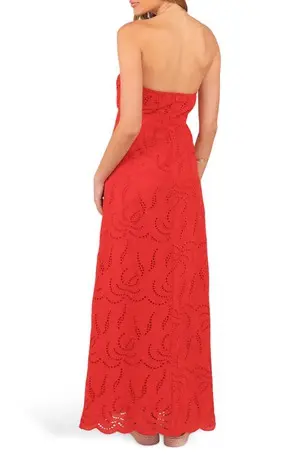 PETAL & PUP Annika Eyelet Strapless Maxi Dress
