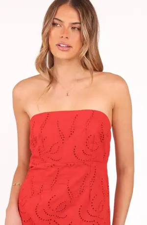 PETAL & PUP Annika Eyelet Strapless Maxi Dress