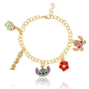 Disney Lilo And Stitch Charm Bracelet - Gold