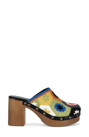 AZALEA WANG Naoto Platform Clog - Black/green/orange Multi