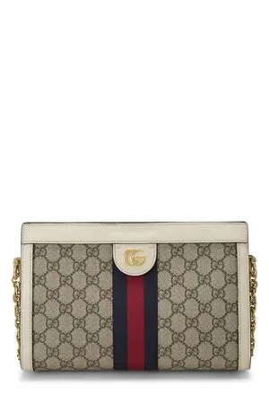 Gucci Gg Supreme Canvas Ophidia Shoulder Bag - White