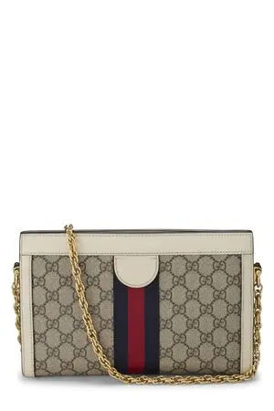 Gucci Gg Supreme Canvas Ophidia Shoulder Bag - White