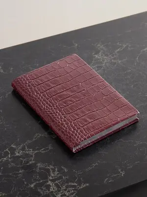 Smythson Soho Croc-effect Leather Notebook