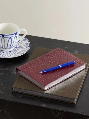Smythson Soho Croc-effect Leather Notebook