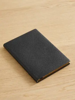Smythson Soho Panama Textured-leather Notebook - Black