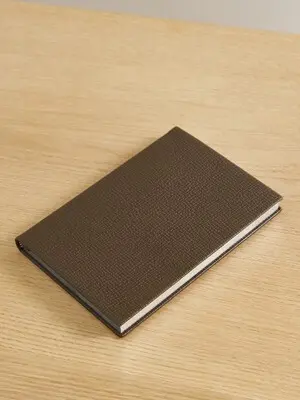 Smythson Soho Ludlow Textured-leather Notebook - Green